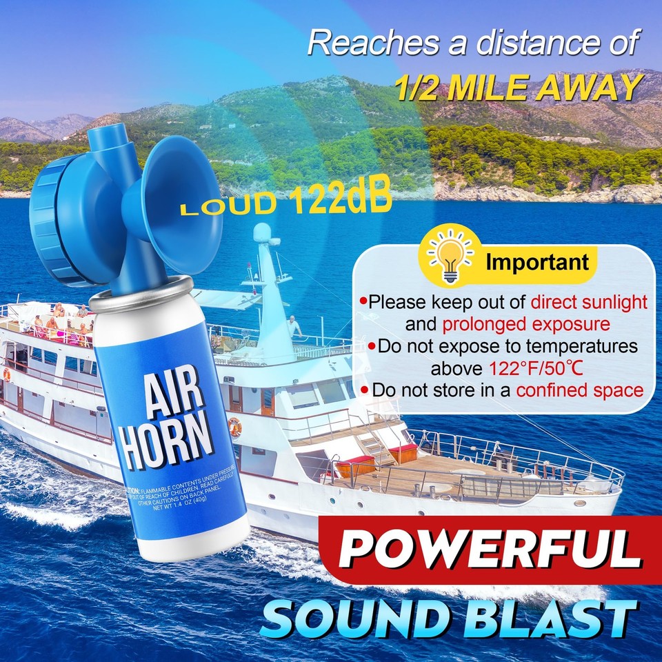 Saillong 2 Pack 1.4oz Marine Boat Air Horn, Loud Air Horns for Safety ...