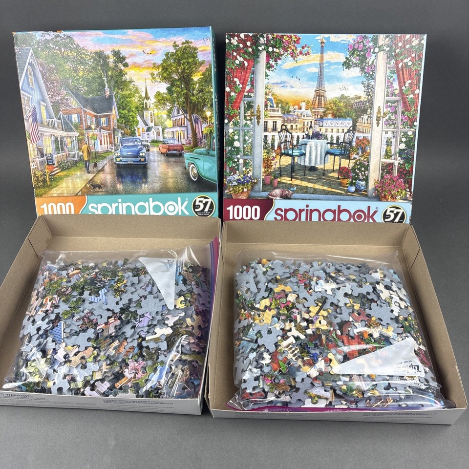 Springbok 1000 Pc Puzzles Lot of 4 Sun K. Cabin/Bliss Boro/Lux Lookout ...