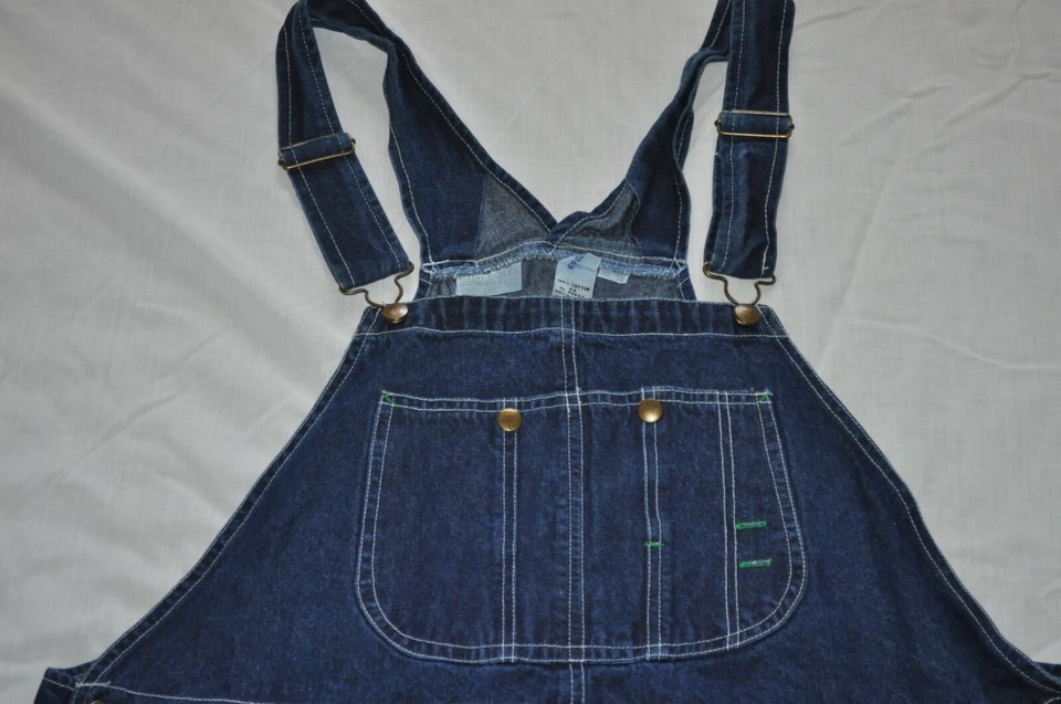 KING SIZE 48 x 31 CARPENTER Blue Denim BIB OVERALLS Work Farm 100% ...
