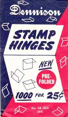 1 PACK OF THE BEST STAMP HINGES EVER MADE DENNISON #64 FOLDED HINGES ...