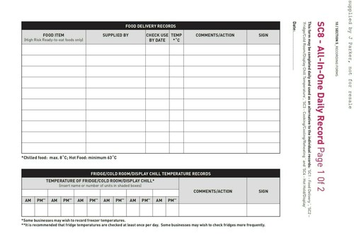SFBB SC8 All In One Record Forms Spiral Bound Safer Food Better ...