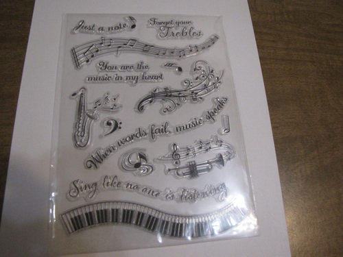 MUSICAL NOTES, SAXAPHONE TRUMPET CLEAR RUBBER STAMP SET | eBay