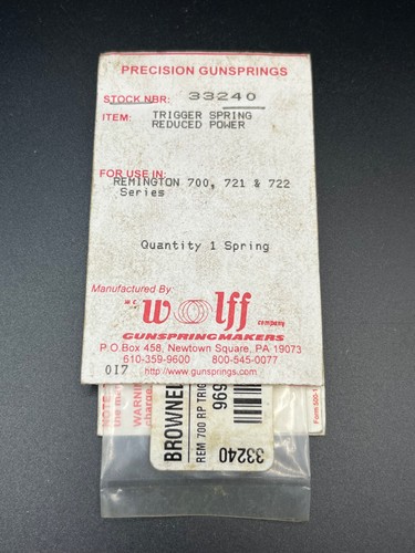 Wolf Gun Springs, Trigger Spring, Remington 700, 721, & 722 | eBay