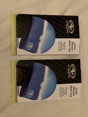 2-ATHLETIC WORKS Junior-Youth Swim Caps 100% Silicone Latex Free-Ice ...
