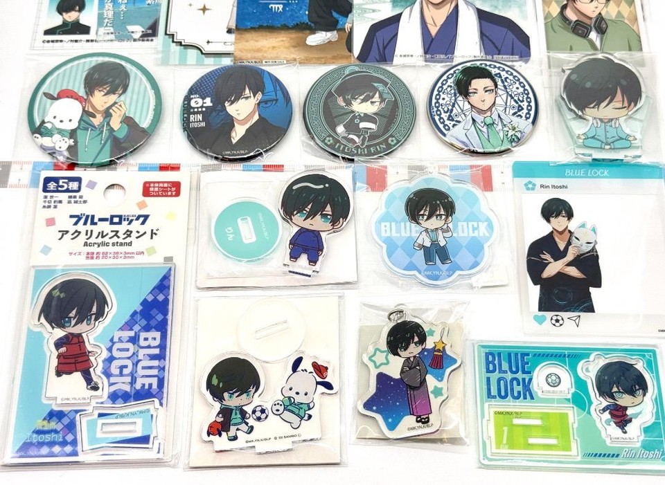 Blue Lock Rin Itoshi Merch Set of 22 Items Badges Acrylic Stands ...
