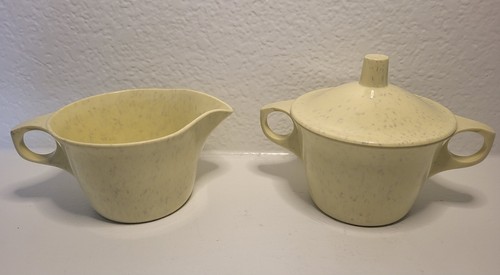 VTG Imperial Ware Speckled Confetti Yellow Creamer & Sugar Bowl Melmac ...