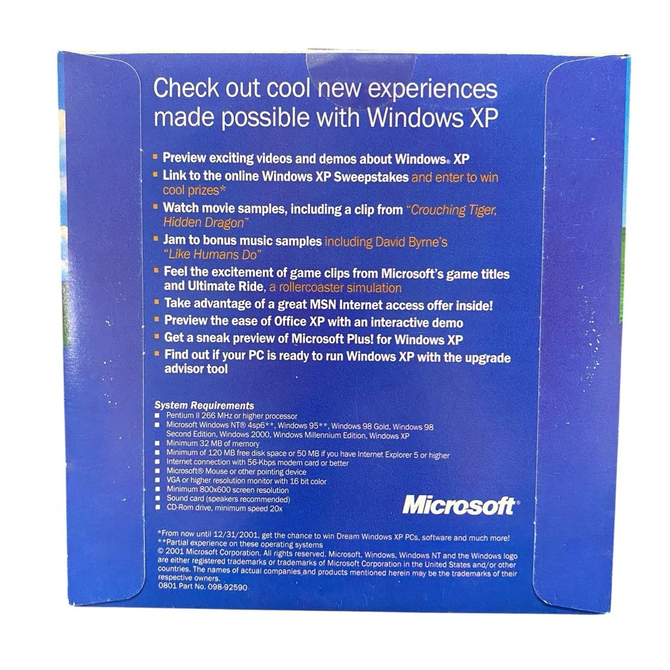 Microsoft Windows XP Experience The Excitement! PC CD-ROM 2001 for ...
