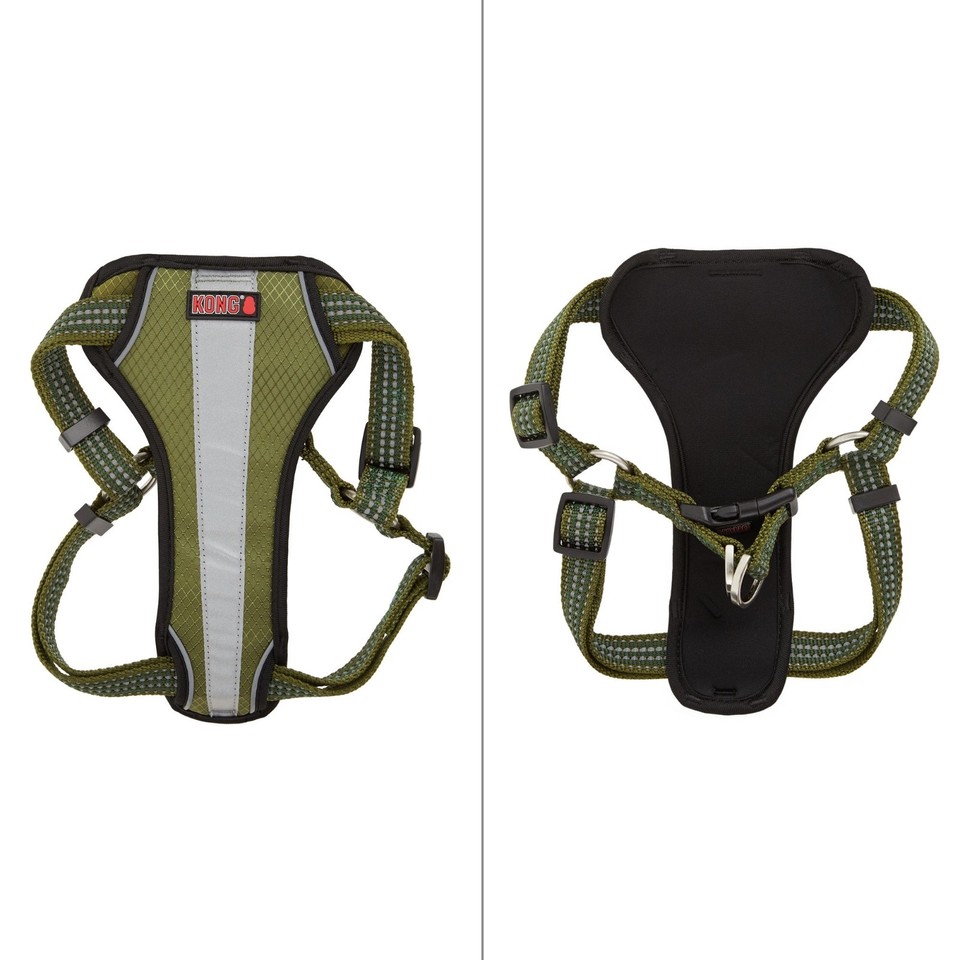 KONG Comfort Padded Reflective Chest Plate Dog Harness XL GREEN ...