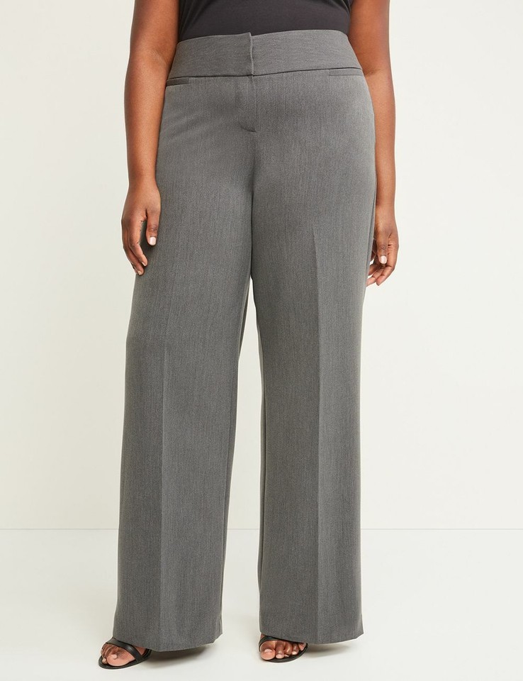NEW LANE BRYANT PLUS SIZE $60 GRAY ALLIE TAILORED STRETCH WIDE LEG ...