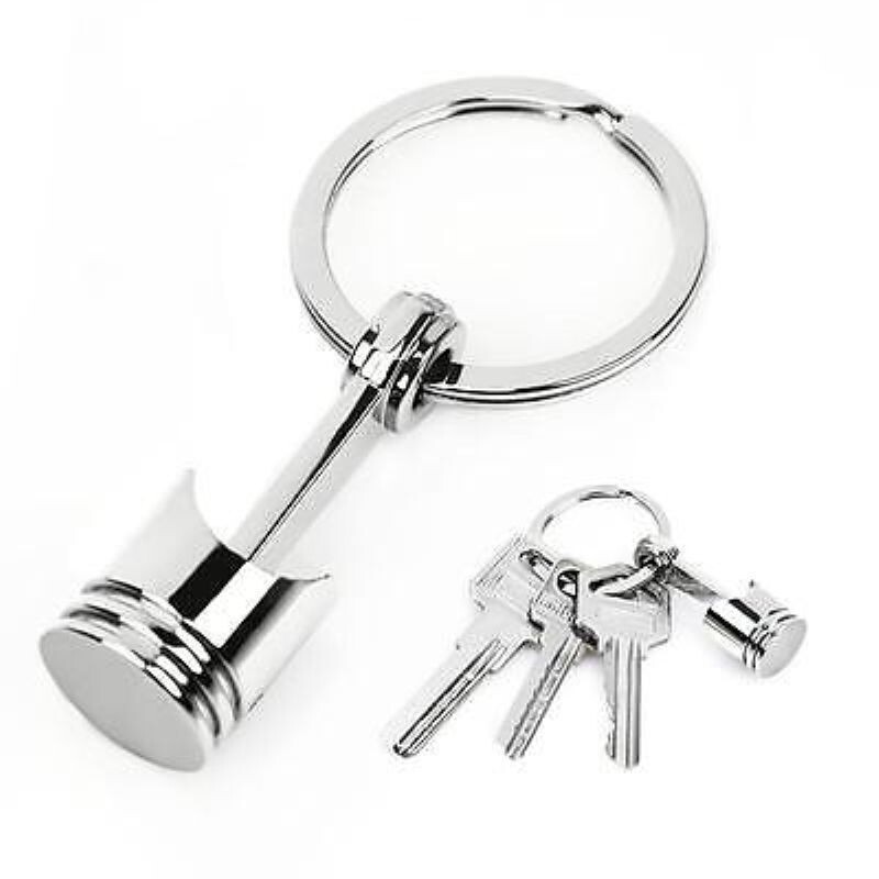 Metal Piston Key Chain Ring Fob Engine Holder Car Silver Mechanic ...