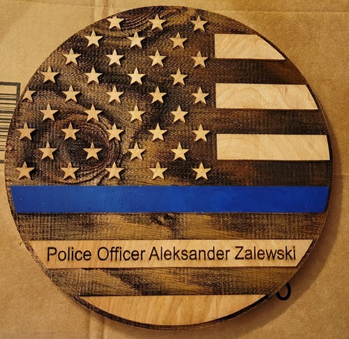 Customizable Wooden "Thin Blue Line" Police Officer Plaque | eBay