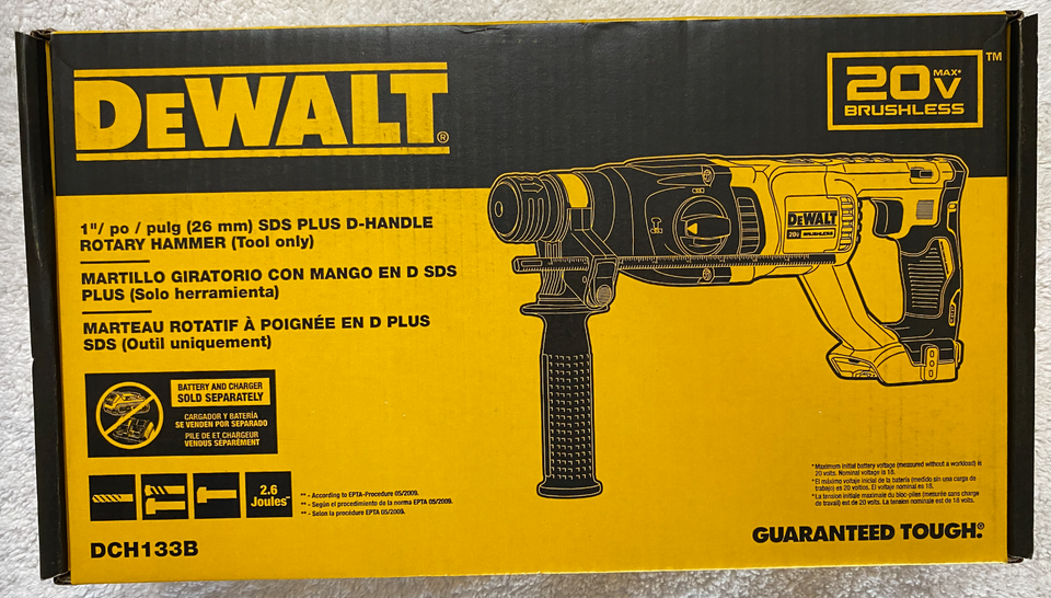 New Dewalt DCH133B 20V Max Brushless 1” SDS Plus D-Handle Rotary Hammer ...