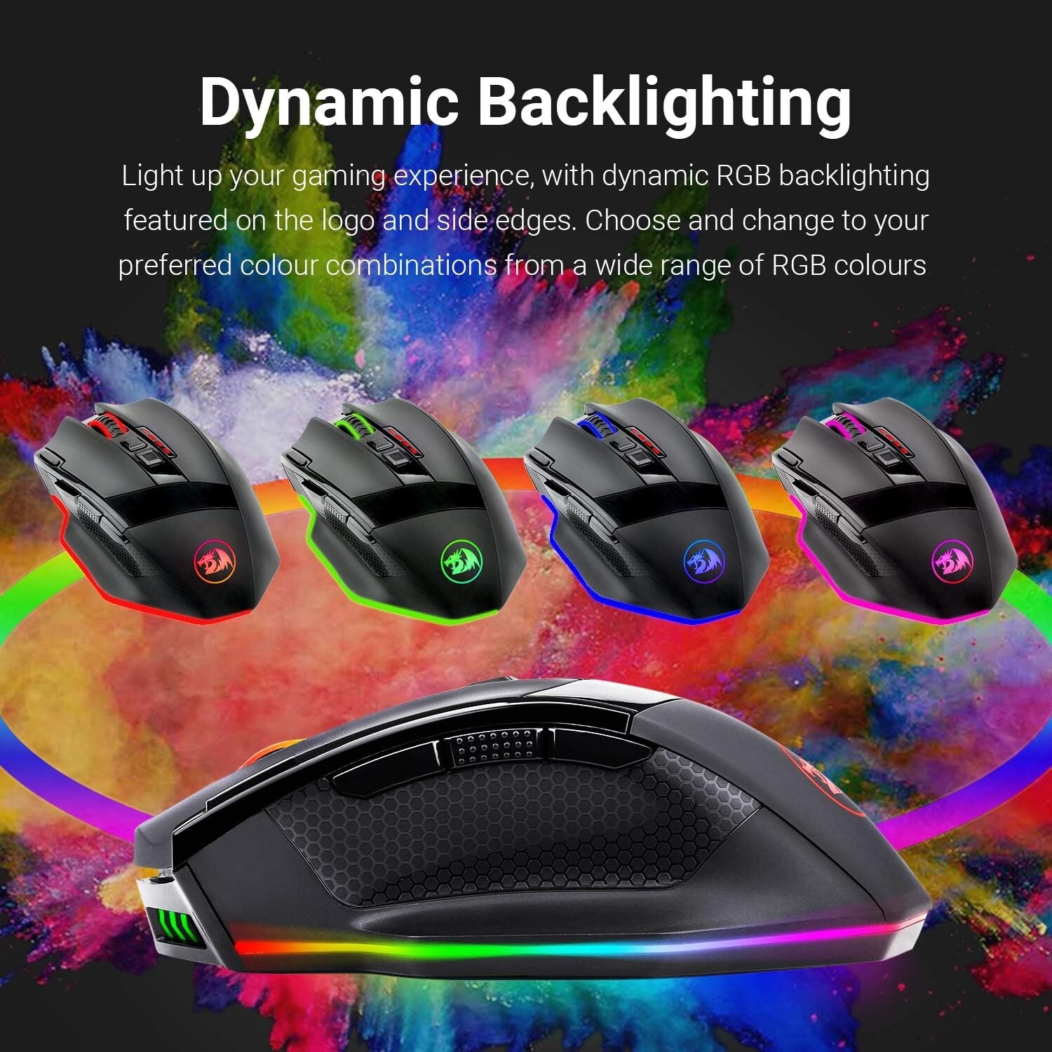 Redragon M801 PC Gaming Mouse LED RGB Backlit MMO 9 Programmable ...