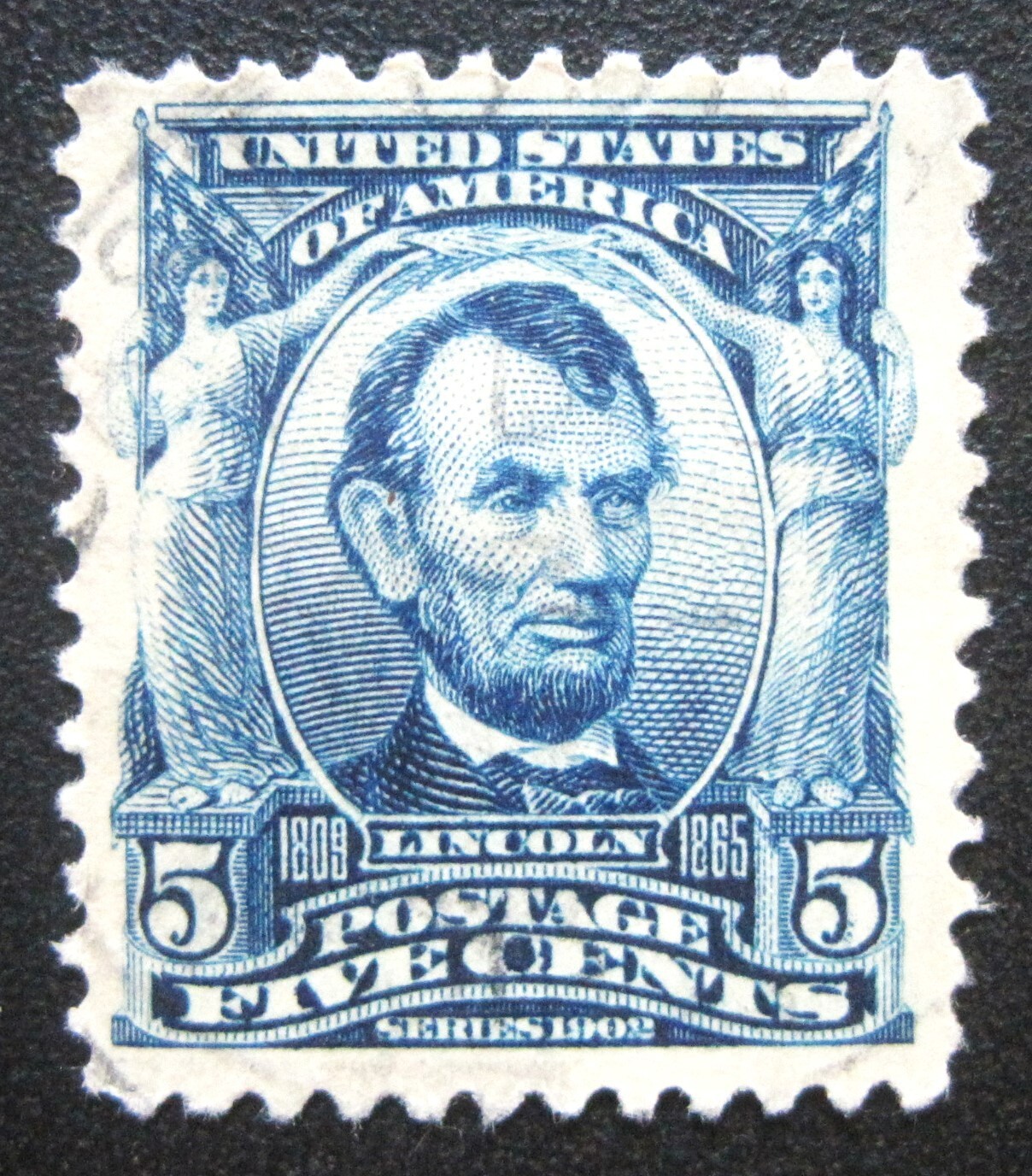 1903 US 304 Lincoln 5 cent stamp very nice example lightly used & Well ...