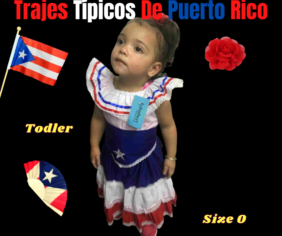 Puerto Rican Flag-Themed 3-Piece Jíbara Outfit, Puerto Rico Traditional ...