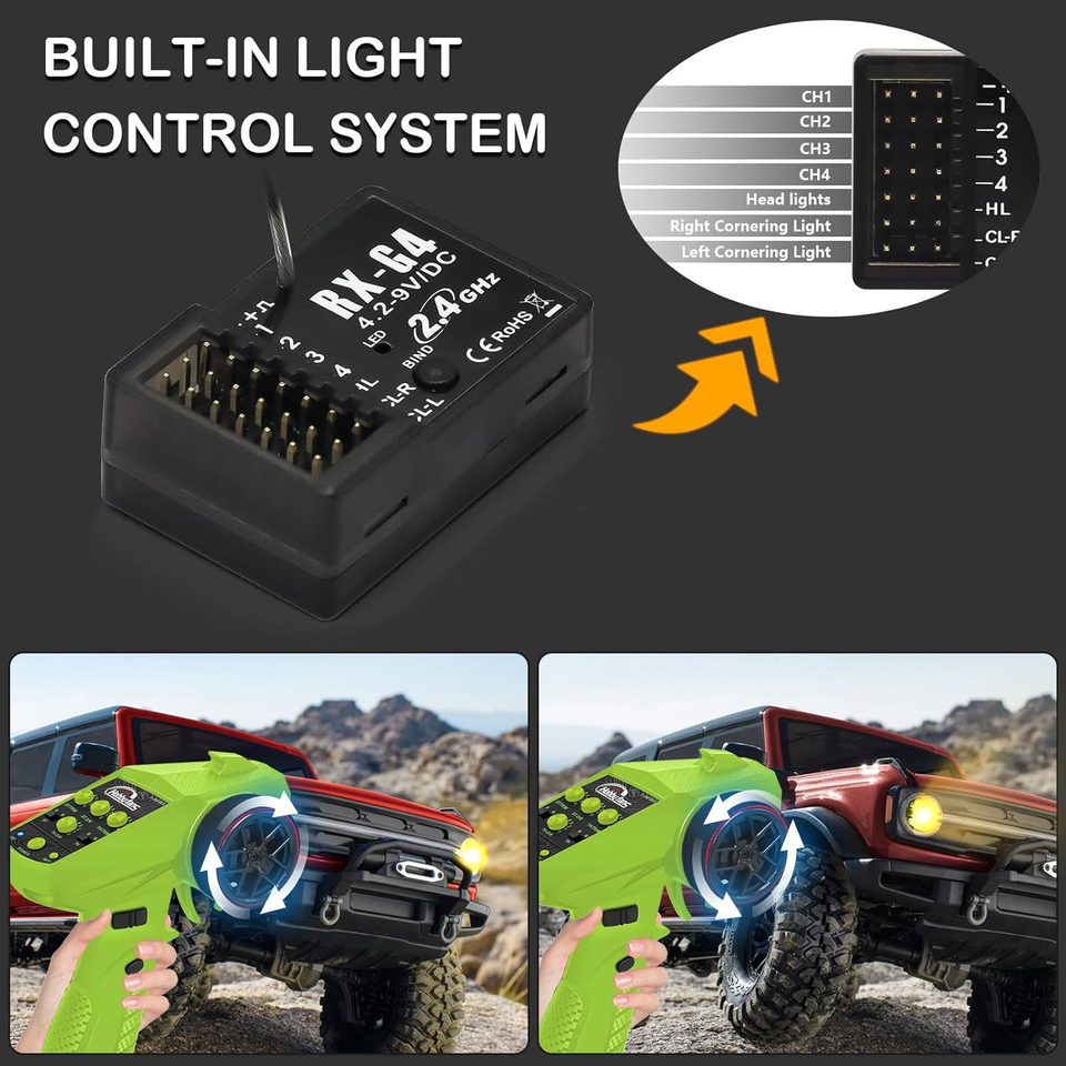 2.4G RC Radio Transmitter Receiver 4CH System Green Remote Control Car ...