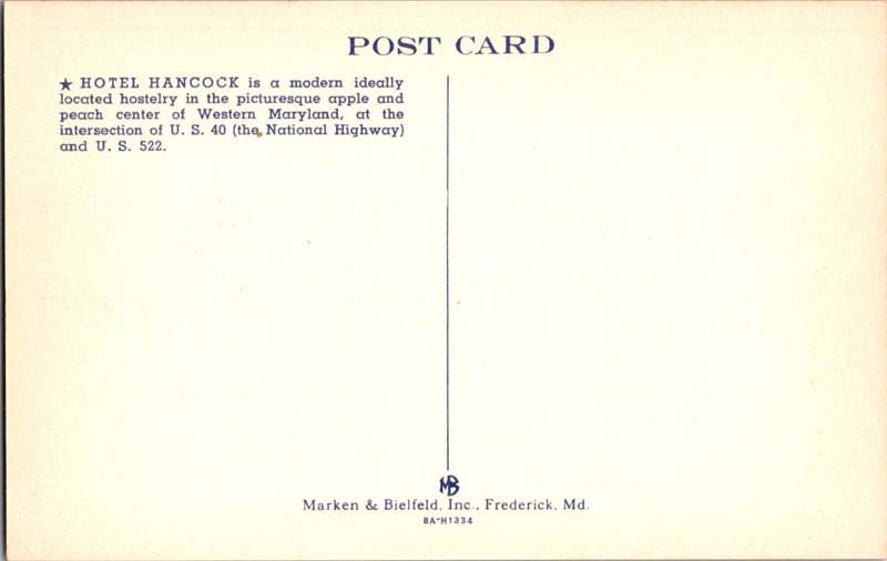 Hancock Maryland MD : HOTEL SCENE n/08 AV5525 | eBay