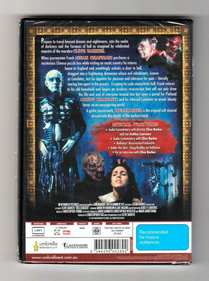 Hellraiser DVD - Brand New & Sealed 9344256002892 | eBay Australia