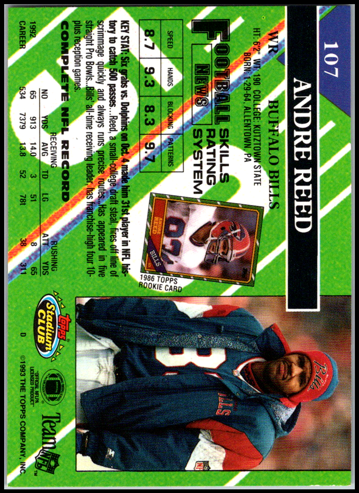 1993 Stadium Club #107 Andre Reed - HOF FREE SHIPPING! | eBay