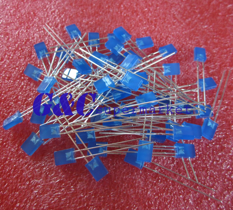 100PCS 2x5x7mm 2*5*7MM Rectangle LED Blue Colour Blue Light Emitting ...