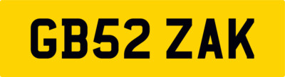 GB52 ZAK NEAT PRIVATE CAR REG NUMBER PLATE ALL FEES PAID FOR ZACHARY ...