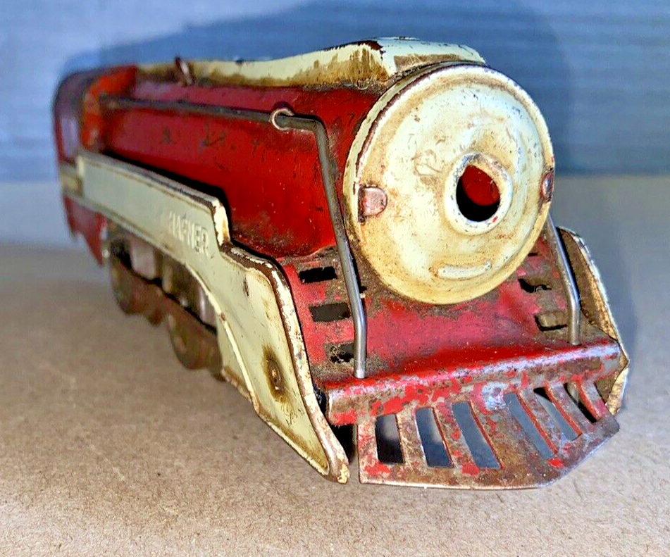 HAFNER PRE-WAR WIND-UP #1010 TRAIN ENGINE & GLEN ELLYN TRAIN STATION ...