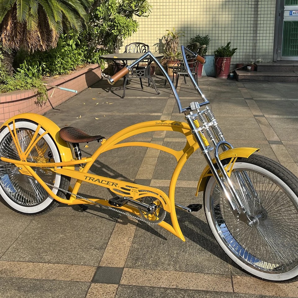 26" Stretch Chopper Cruiser Steel Dual Spring Classical Fork Chrome ...