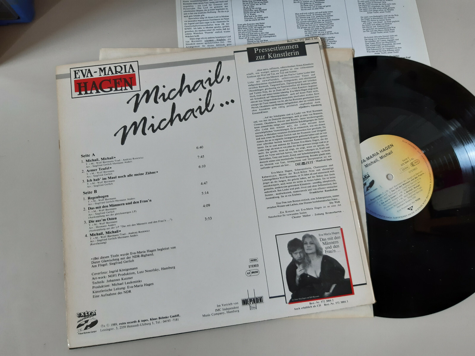 LP Polit Eva Maria Hagen - Michail, Michail (7 Song) EXTRA REC / Insert ...