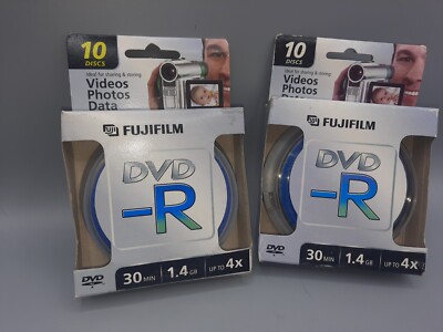 x2 FujiFilm DVD-R 1.4 GB 10 Disc Pack 4x Blank For Video, Photos & Data ...