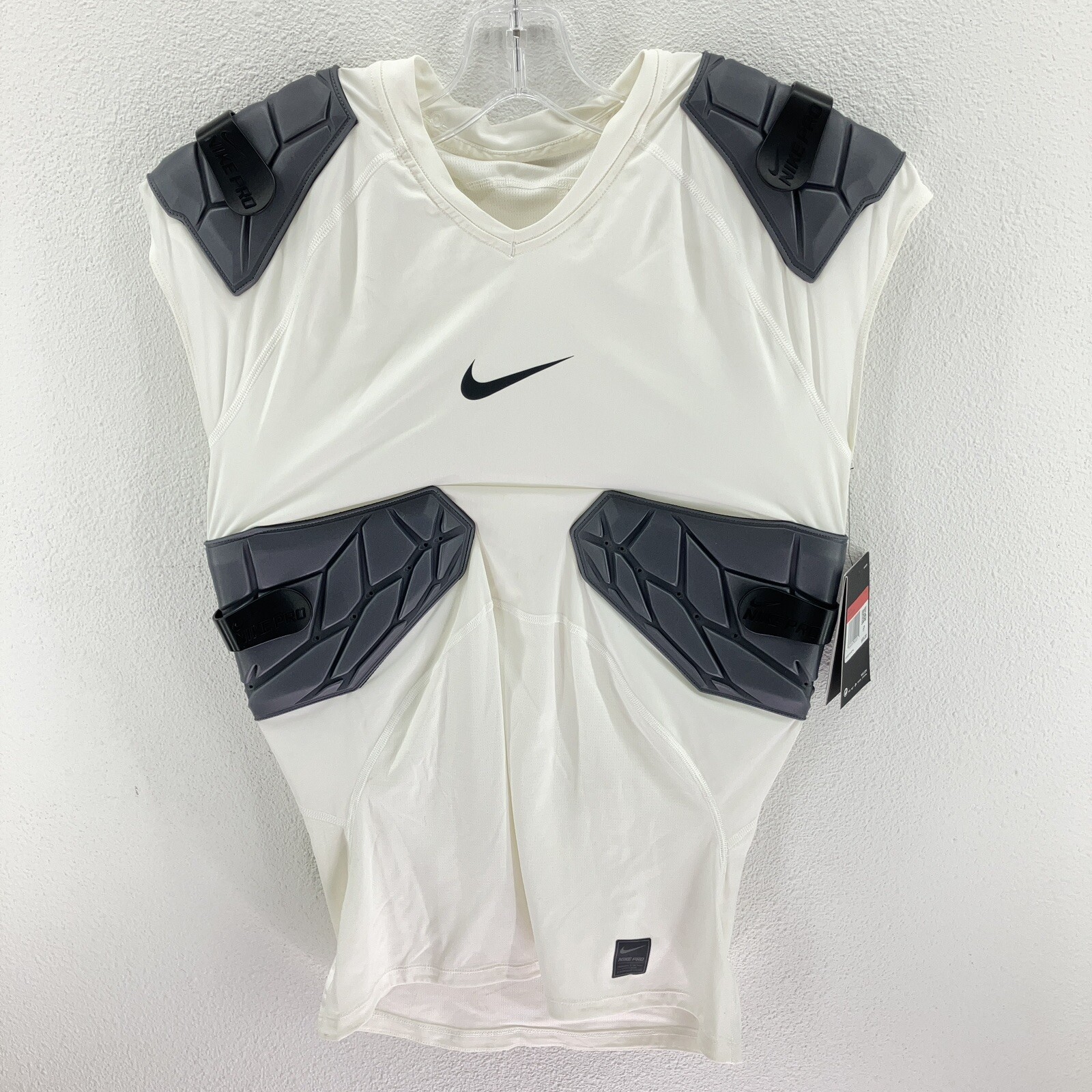 NIKE Pro HyperStrong Compression 4 Pad Shirt Top Men’s Large White Gray ...
