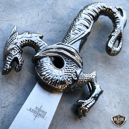 10" Blue Dragon Fantasy Fixed Blade Knife Dagger Sword Medieval Ninja w ...