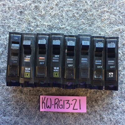 LOT OF 8 SQUARE D QO120 1 POLE 20 AMP TYPE QO PLUG IN CIRCUIT BREAKERS ...