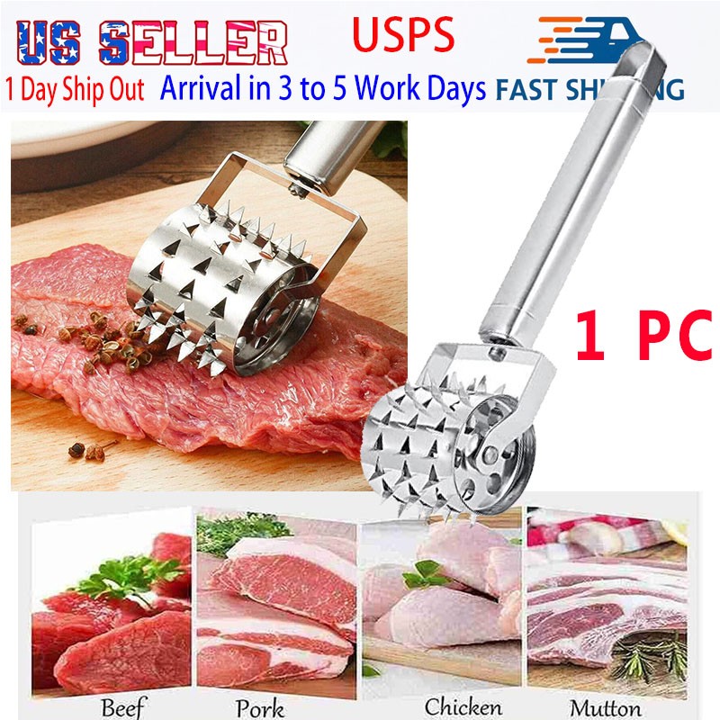 Meat Tenderizer Roller Stainless Steel Hammer Mallet For Steak Beef ...