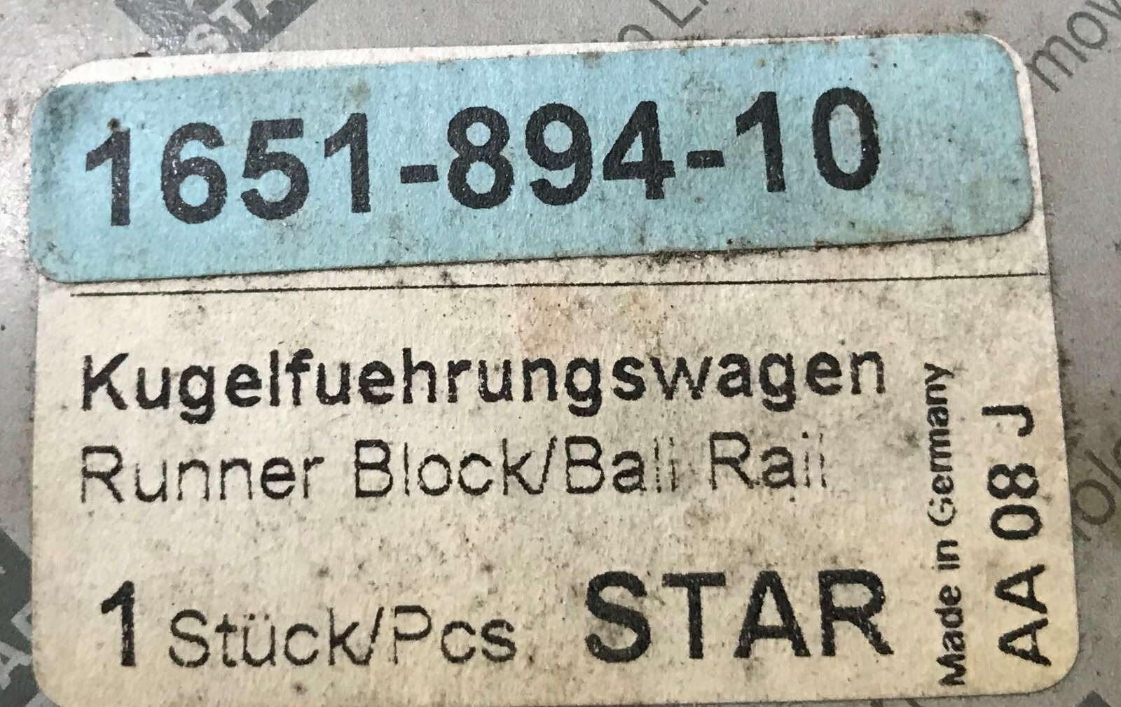 STAR LINEAR SYSTEMS 1651-894-10 RUNNER BLOCK/BALL RAIL | eBay