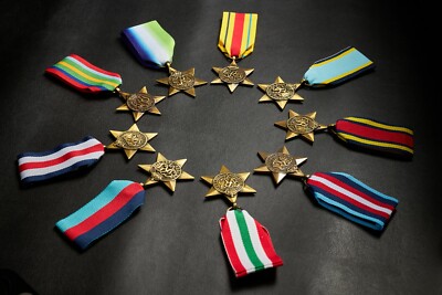 Complete Set of 9 British Star Campaign Medals & Ribbons 1939-1945 WW2 ...