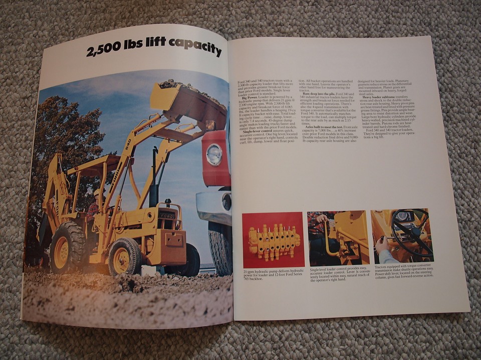 Ford 340 540 Tractor Loader Backhoe Color Brochure 14 pg. Original MINT ...