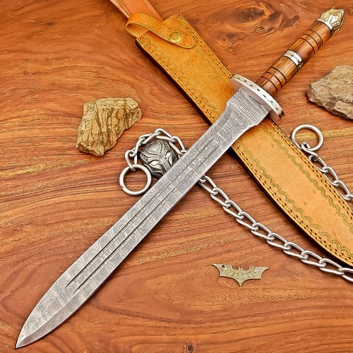 Handmade Damascus Steel blade Sharp Double Edge Sword KNIFE ...