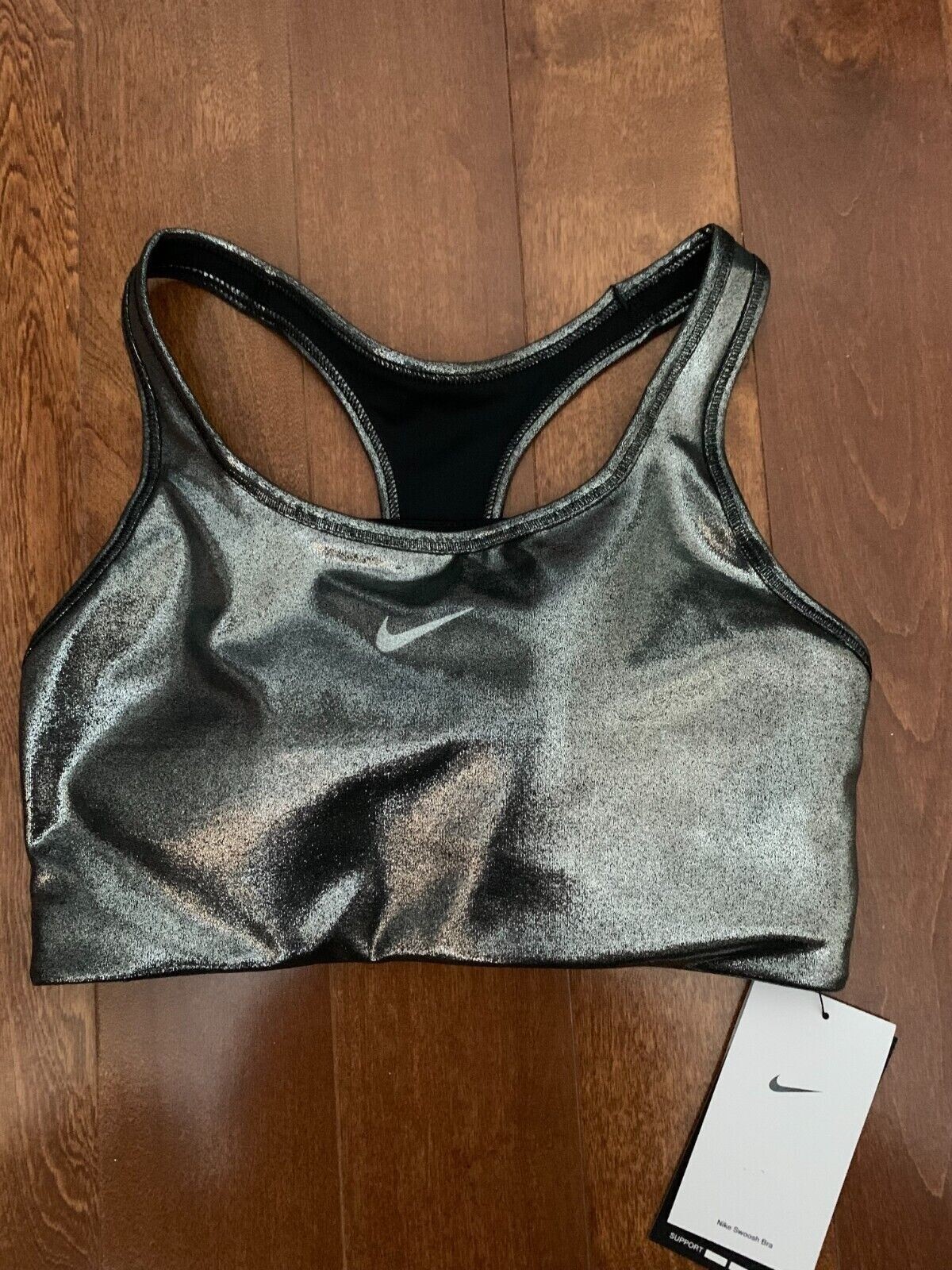 Women's Nike Swoosh Icon Clash Shimmer Sports Bra Size S Medium Support ...
