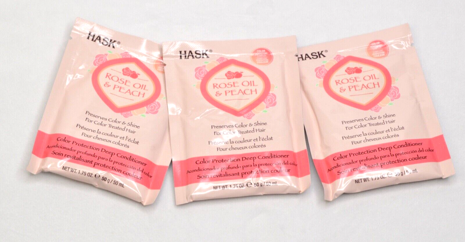 3 - Hask Rose Oil & Peach Color Protection Deep Conditioner Packets 1. ...