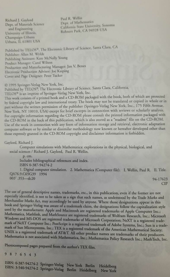 Computer Simulations with Mathematica by Richard Gaylord & Paul Wellin ...