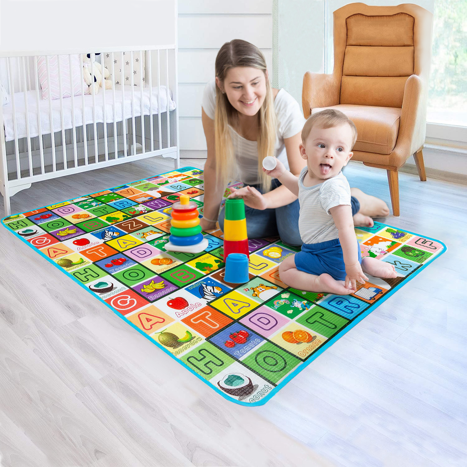200X180CM KIDS CRAWLING 2 SIDE PLAY MAT EDUCATIONAL GAME SOFT FOAM ...