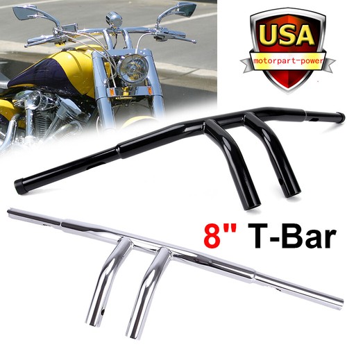 8" Rise T-Bar Drag Bars Handlebars For Harley Dyna Softail Sportster XL ...