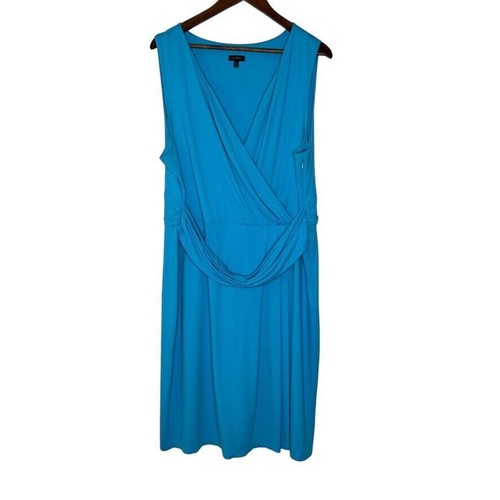 Talbots Plus Size 20 Turquoise Sleeveless Wrap Dress Elegant ...