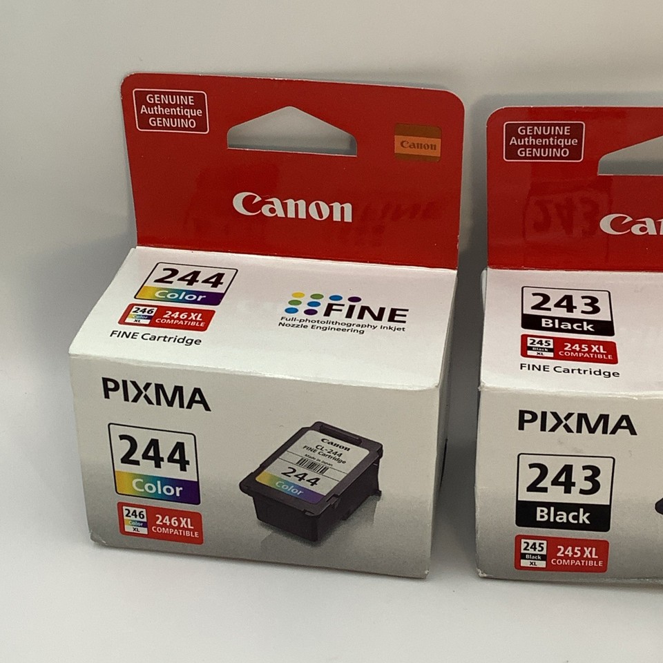 Canon Ink 243 244 Genuine Canon Ink Toner Cartridges 1 Black + 1 Color ...