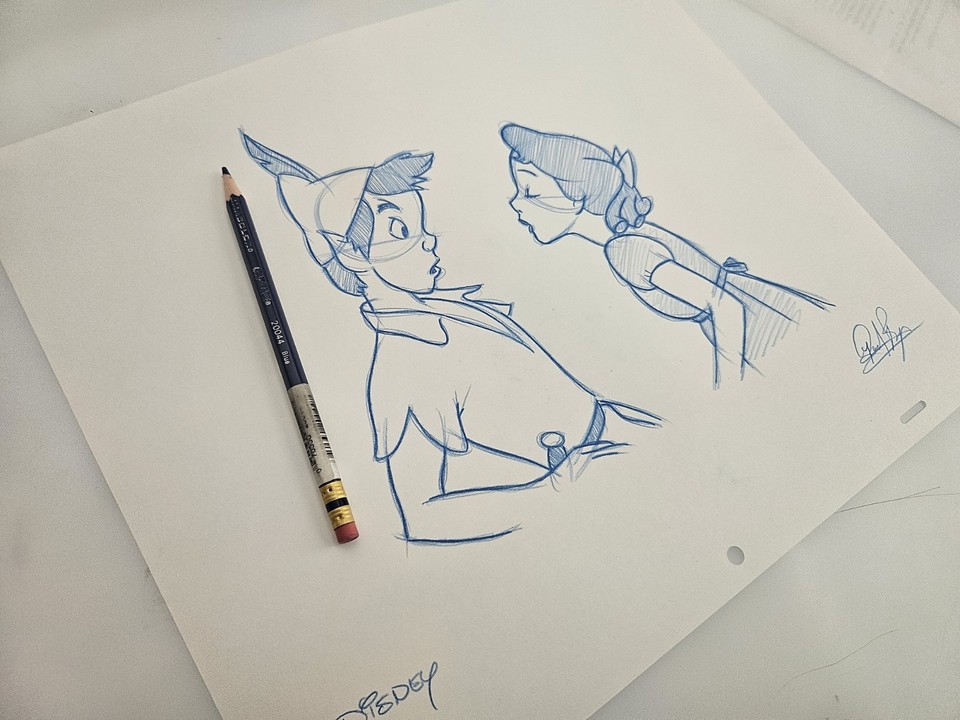 Disney Peter Pan and Wendy character Drawing/Sketch Animation Art ...