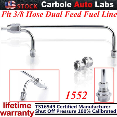 Chrome Dual Feed Fuel Line For Holley Carburetor 4150 Double Pumper 3/8 ...