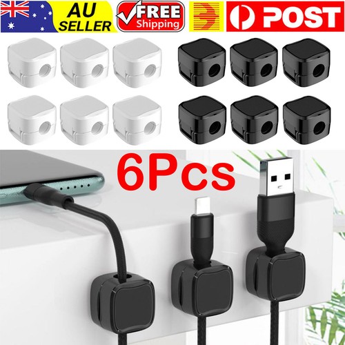 6Pcs Magnetic Cable Wire Clips Tidy Cord Lead OrganisVN USB ChargPB ...