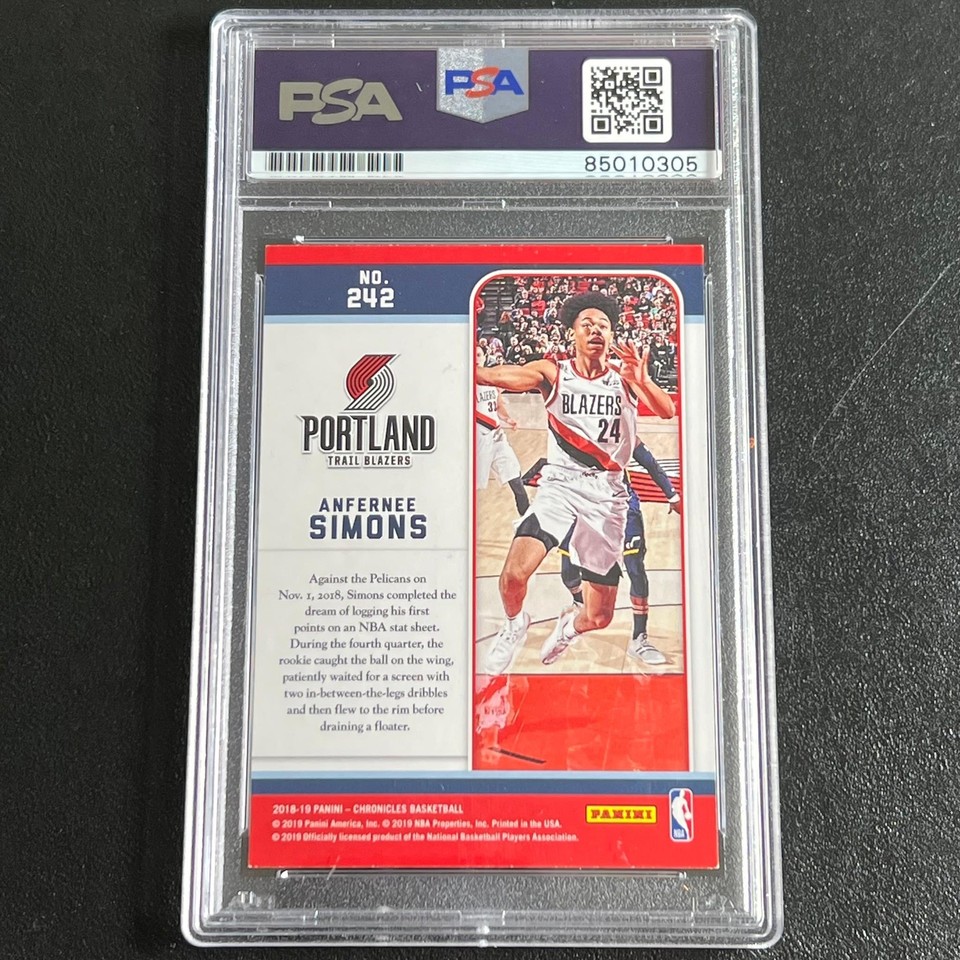 2018-19 Panini Chronicles #242 ANFERNEE SIMONS Signed Card AUTO PSA ...