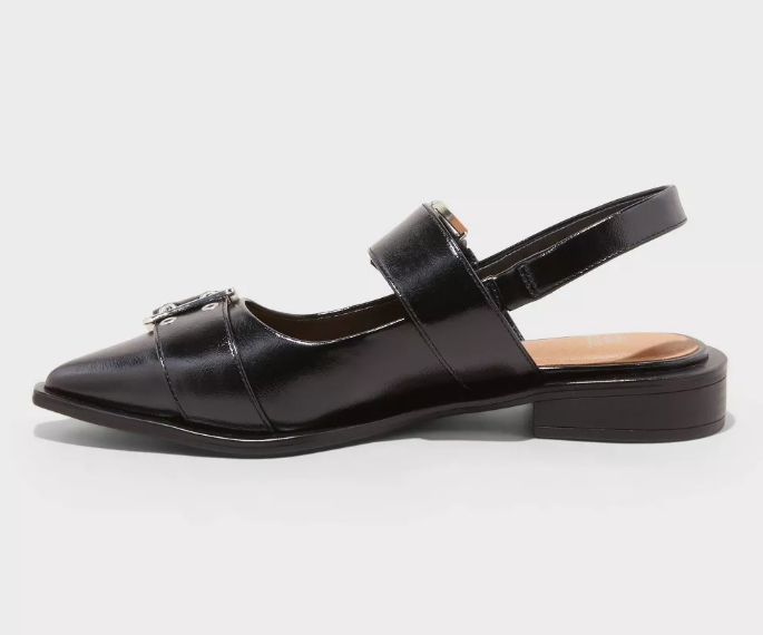 Women's Peyton Double Buckle Slingback Flats Black - Wild Fable - SIZE ...