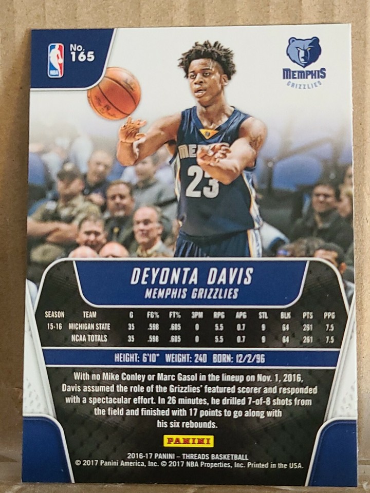 2016-17 Deyonta Davis Rookie Rc Panini Threads | eBay